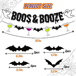 35 PCS Boos & Booze Decorations Halloween Banner Ghost Bat Wall Decor Potion Horror Pumpkin Witches Theme for Halloween Festival Party Supplies