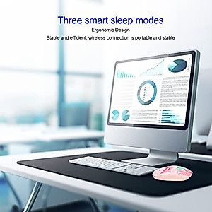Pink Gaming Mouse, 1500DPI 2.4GHz Wireless Mouse with Cute Cartoon Pattern, 3 Intelligent Sleep Modes, Rechargeable Silent Mouse for Computer Laptop