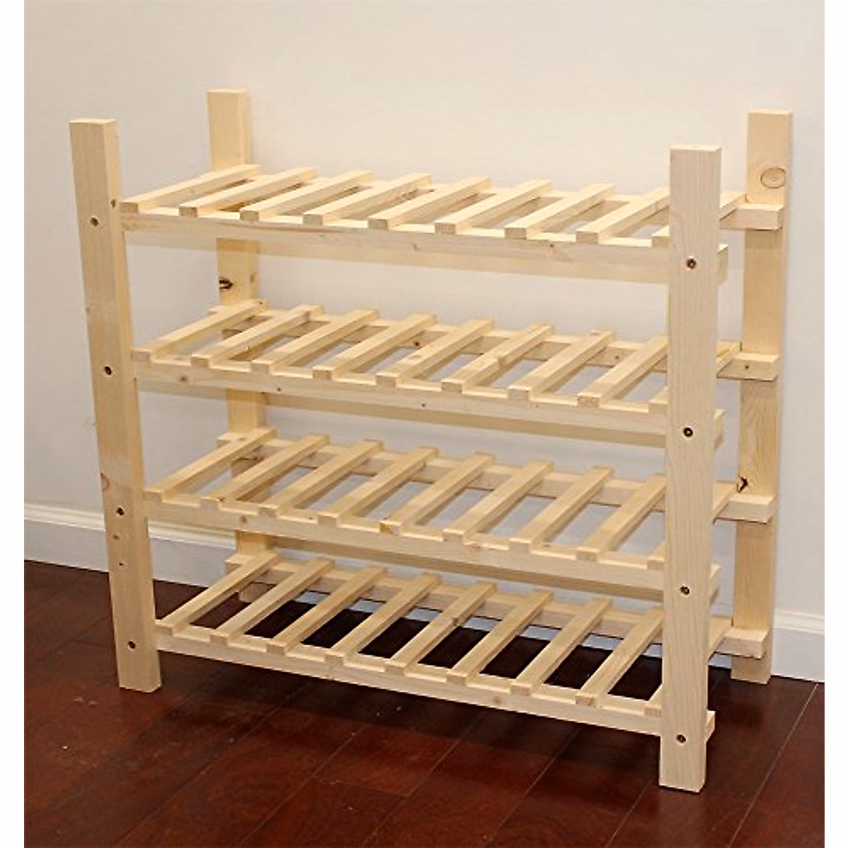 DisplayGifts Stackable 60 Bottle Capacity Wine Rack Wooden Stand, WN60 (60 Bottles Capacity:4 Rows)