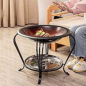 MCNUSS Outdoor Fire Pit with BBQ Grill, Garden Fire Bowl, Garden Fireplace, Fire Basket, for Camping Charcoal Grills and Indoor and Outdoor Heating,35X39CM