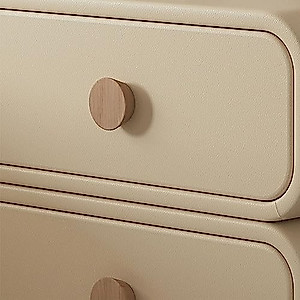 Bedside Cabinet with 2 Drawers,Mid-Century Modern 2 Drawer Solid Wood Nightstand,Wood Side Table End Table for Bedroom (Khaki)