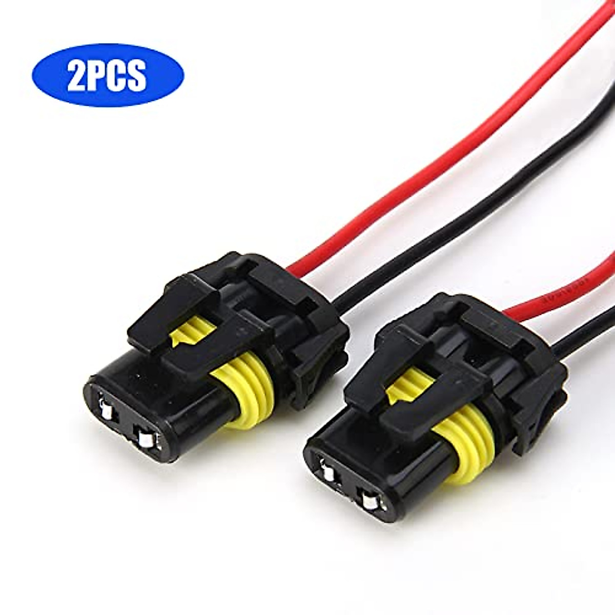 Miytsya 2 PCS H11 Socket Female Wire Harness Connector for Fog Light High Low Beam Bulb Replace H11 Female Wiring Adaptor (Black)