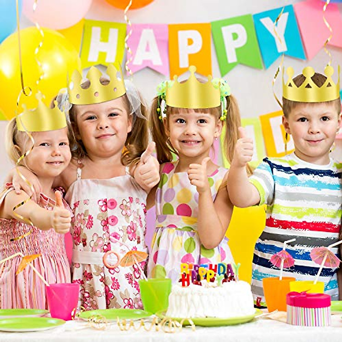 TUPARKA 36 PCS Paper Crowns Hat Gold Foil Crowns Paper Party Hat for Birthday Party, Baby Shower