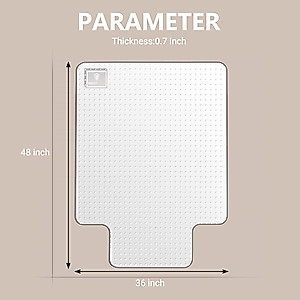 Dowinx Office Chair Mat for Carpet, Desk Chair Mat Protector for Carpeted Floors, Rolling Chair Plastic Mat for Pile, Computer Chair Clear Mat with Spikes for Work, Home, Gaming with Lip (36" x 48")