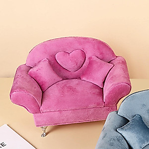 rockible Fashion Sofa Bed Jewelry Box Dollhouse Furniture Women Jewelry Case Jewelry Trinket Box for Bedside Table Living Room Closet Dresser Decor, Pink