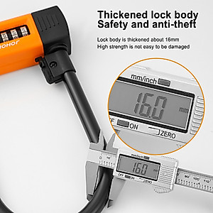 U Shaped Combination Lock, 25.3x16.2x4cm Anti Theft Lock, High Security Heavy Duty Steel U Lock, Double Opening Design Shackle Lock,16mm Thicker Lock Casing 4 Digit Combination Padlock