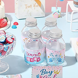 39 Pieces Baby Gender Reveal Water Bottle Labels Gender Reveal Party Favors Baby Shower Water Bottle Stickers Wrappers Waterproof He or She Baby Shower Labels for Baby Gender Reveal Party Decoration