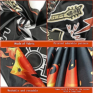 Crenics Born to Rock Backdrop Banner, Extra Large 1950's Rock and Roll Party Decorations, Rock Star Music Theme Birthday Party Supplies, 5.9 x 3.6 ft