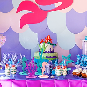 24 Pcs Mermaid Birthday Decorations Felt Table Centerpiece Under the Sea Party Decorations Supplies for Ocean Theme Little Mermaid Birthday Party Baby Shower