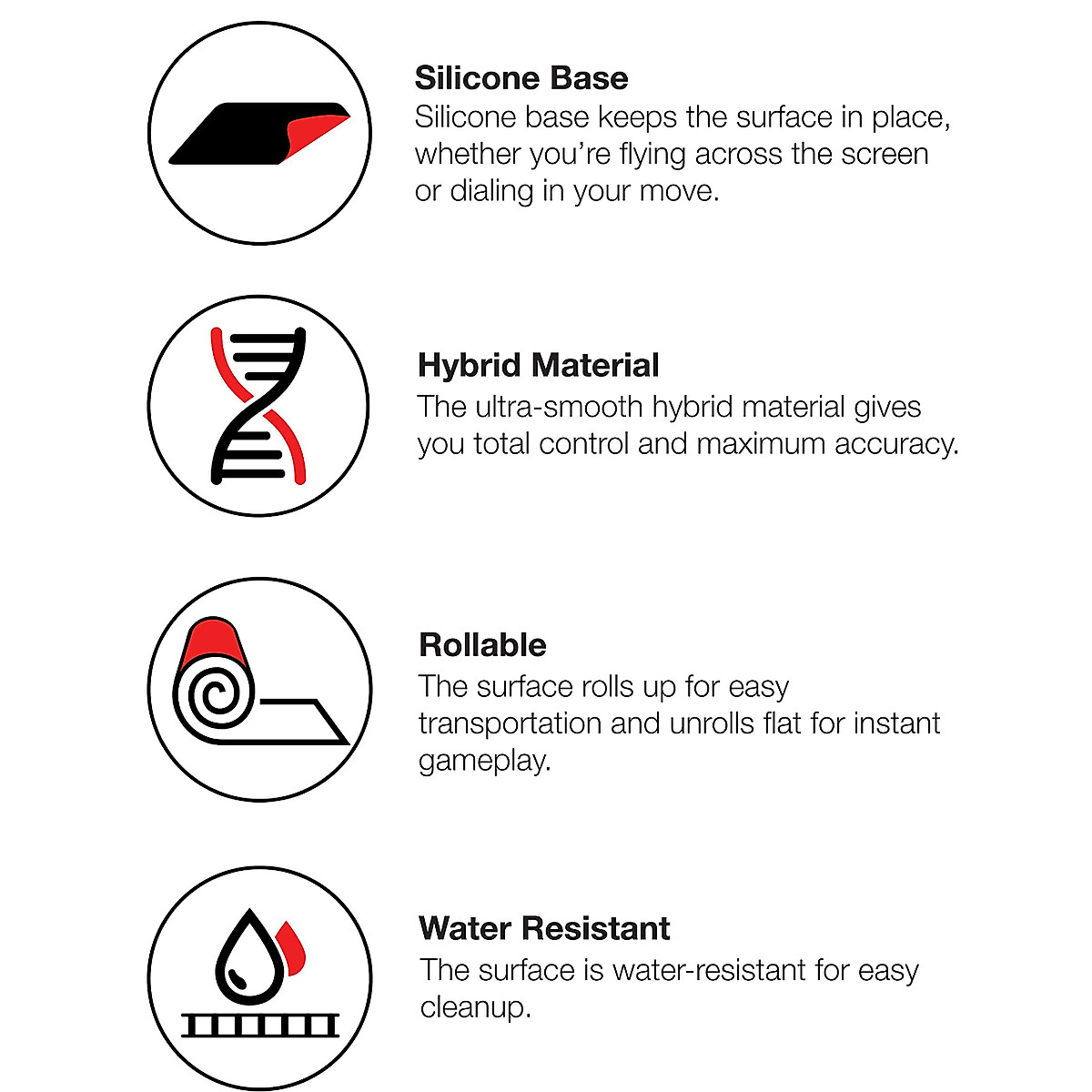 Mad Catz The Authentic G.L.I.D.E. 19 High Performance Gaming Mouse Pad Water Resistant Gaming Surface With Heat Bonded Edges And Non-Slip Silicone Base 12.4 x 15.4 in, Black