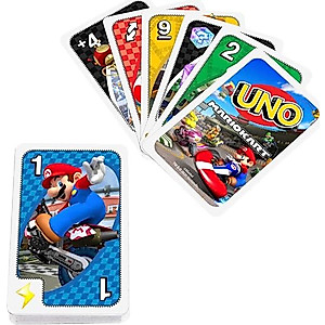 Mattel Games ​UNO Mario Kart Card Game for Kids, Adults, Family and Game Night with Special Rule for 2-10 Players