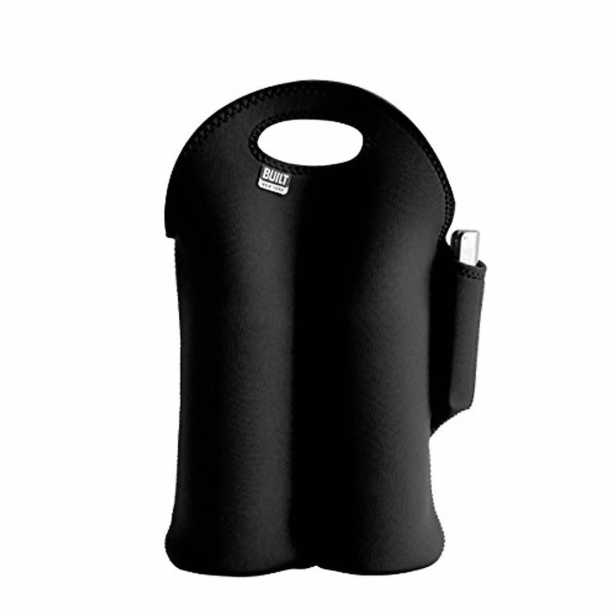 BUILT Two Bottle Wine Tote with Arch Waiters Corkscrew, Black