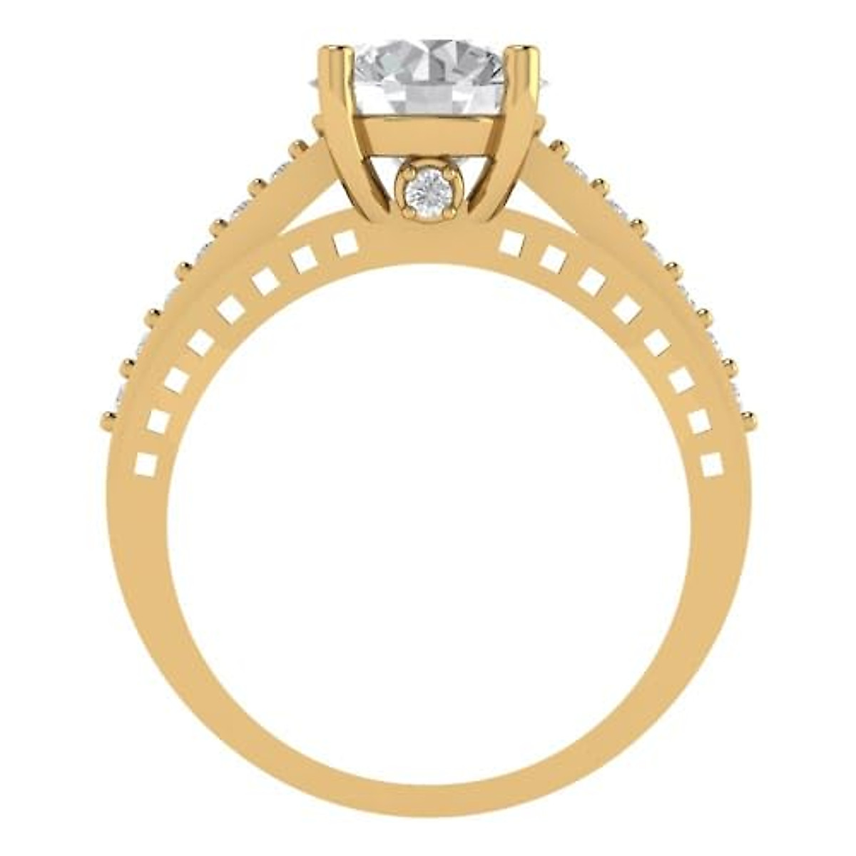 Clara Pucci 2.21 ct Round Cut Genuine Lab Grown Diamond SI1-SI2 J-K 14K Yellow Gold Bridal Wedding Engagement Designer Ring size 3.5