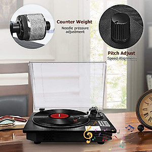 Record Player with Bluetooth Output Input for Vinyl with Speakers,Turntable for Vinyl Records Supporting Vinyl to MP3 Encoding TS USB Folder Counter Weight Speed Adjust