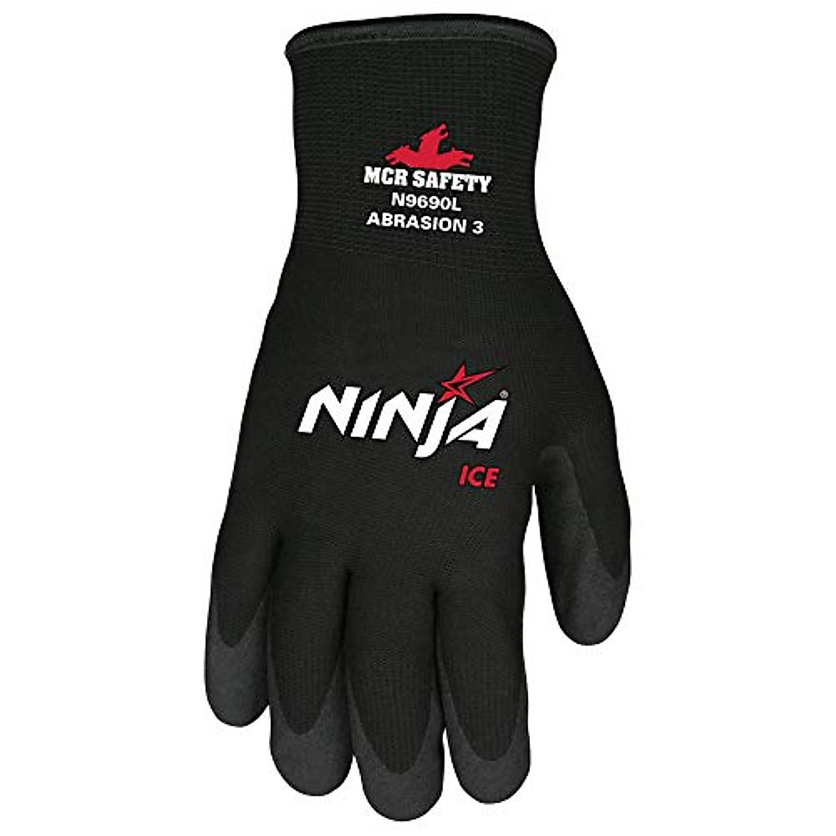 MCR Safety N9690S Ninja Ice 15 Gauge Black Nylon Cold Weather Glove, Acrylic Terry Inner, HPT Palm and Fingertips, Small, 1 Pair