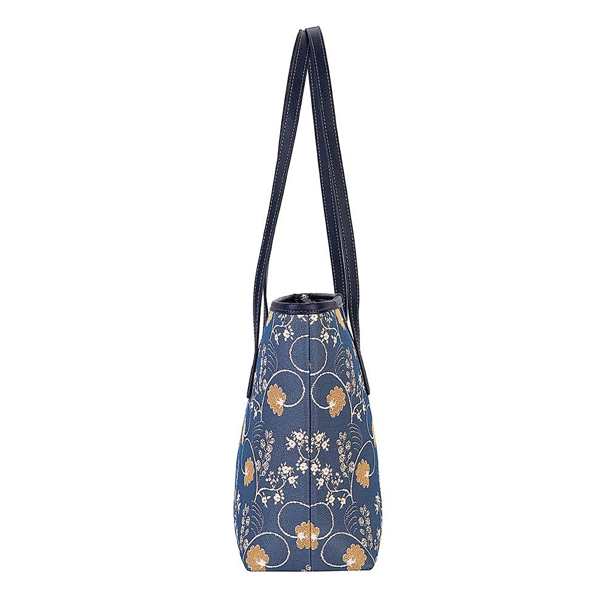 Signare Tapestry Shoulder Bag for Woman Travel or Work Tote Bags for Women In Jane Austen Blue Design|COLL-AUST
