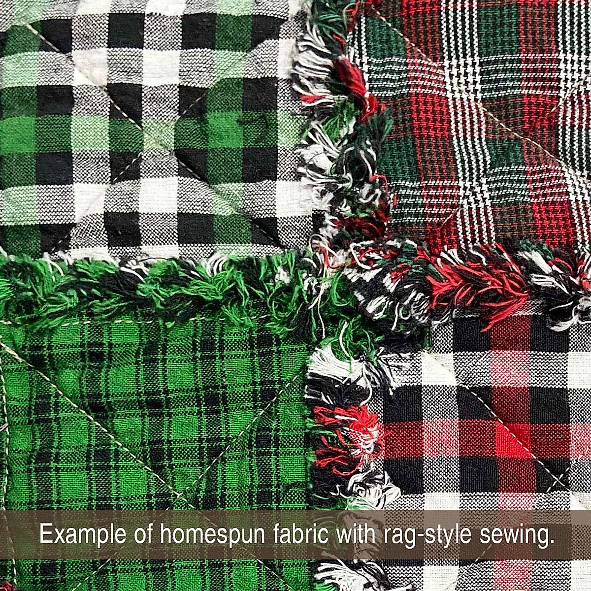 Mountain Lodge 5 Green Cotton Homespun Christmas Plaid Fabric by JCS - Sold by The Yard