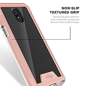 Zizo ION Series LG Aristo 4+ / LG Escape Plus Case | Military Grade Drop Tested with Tempered Glass Screen Protector (Rose Gold/Clear)