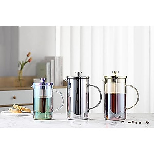 SIXAQUAE French press Coffee Maker Heat Resistant Durable Borosilicate golden Glass 12oz