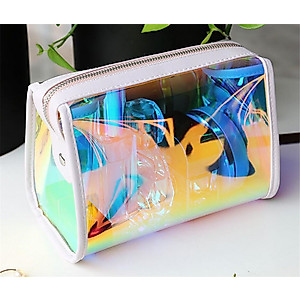 Susanki Holographic Transparent Makeup Case Clear Cosmetic Bag Organizer for Women