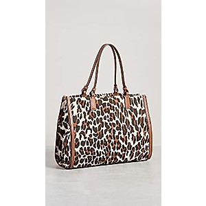 Tory Burch Women's Ella Leopard Canvas Small Tote, Reva Leopard, Print, One Size