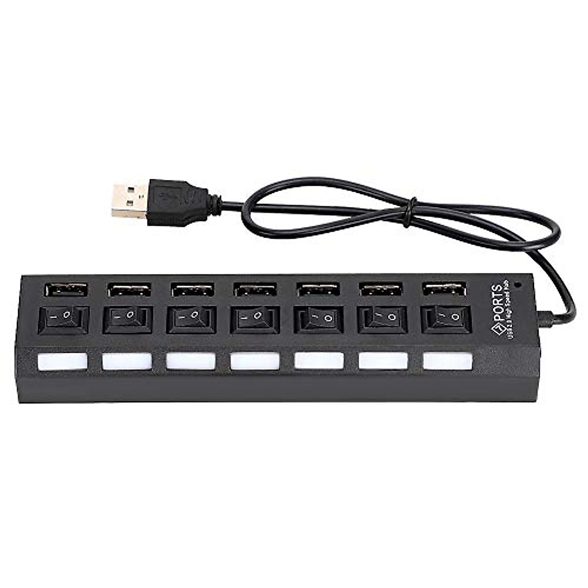 125 7-Port USB Hub Splitter,480Mbps High-Speed USB Port Expander Charging Hub,Overload Current Desktop Hub with 7 Power Independent Switches
