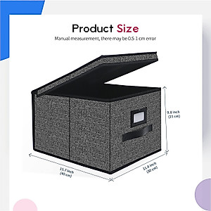 Onlyeasy Collapsible Storage Bins Pack of 3 - Foldable Storage Box Containers Organizer with Dust-proof Lids and Strong Handles, 11.8"x15.7"x9.8", Large, Black, 9MXALB03PLP