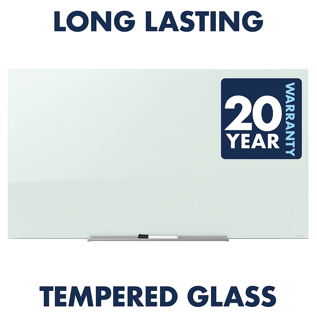 Quartet Magnetic Glass Dry Erase White Board, 74" x 42" Whiteboard, InvisaMount Horizontal Frameless Mounting (G7442IMW)