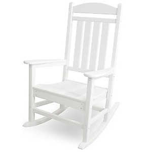 POLYWOOD R100WH Presidential Rocking Chair, White & SBT18WH South Beach 18" Outdoor Side Table, White