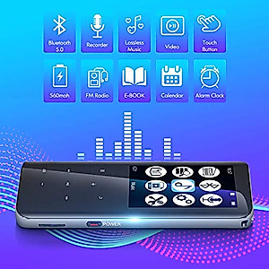 32GB Mp3 Player with Bluetooth 5.0 - Aiworth Portable Digital Lossless Music MP3 MP4 Player for Kids with FM Radio HD Speaker for Sports Running Super Light Metal Shell Touch Buttons