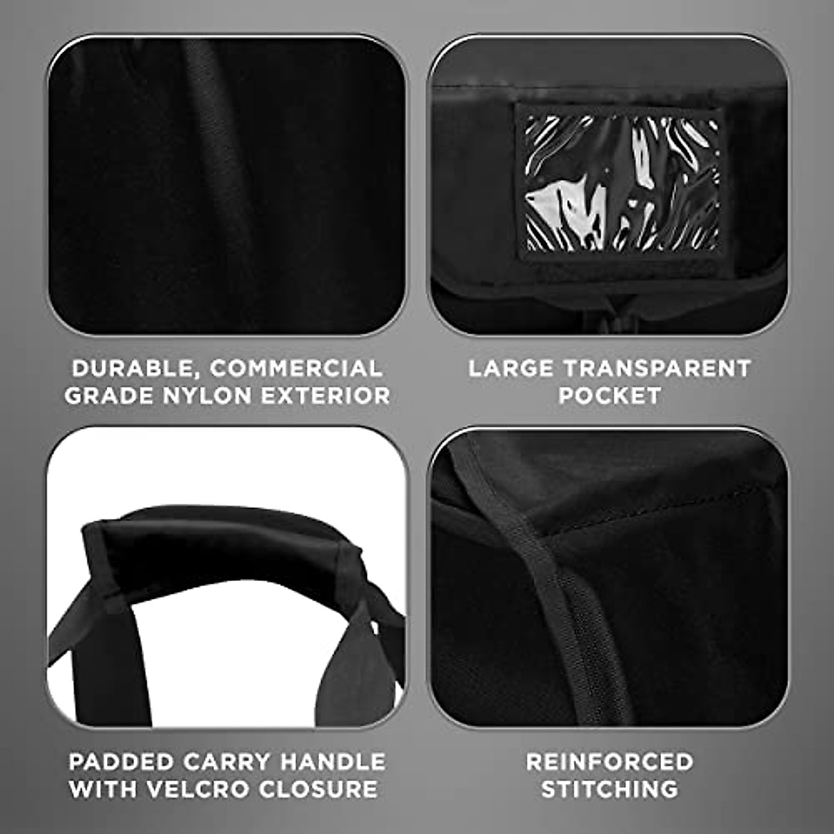 Dodin Delivery Pizza Delivery Bag - 21.5x19.75x7.75 inches - Commercial Grade Nylon Interior & Exterior - Heavy-Duty and Insulated - Tailor Made For Pizza Delivery - Large - Black