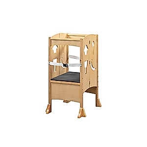 Naomi Home Kids I'm a Big Helper, Kitchen Step Stool for Toddlers with Safety Rail, Children Standing Tower for Learning Little Helper, Solid Wooden Counter Stool for Kids Natural