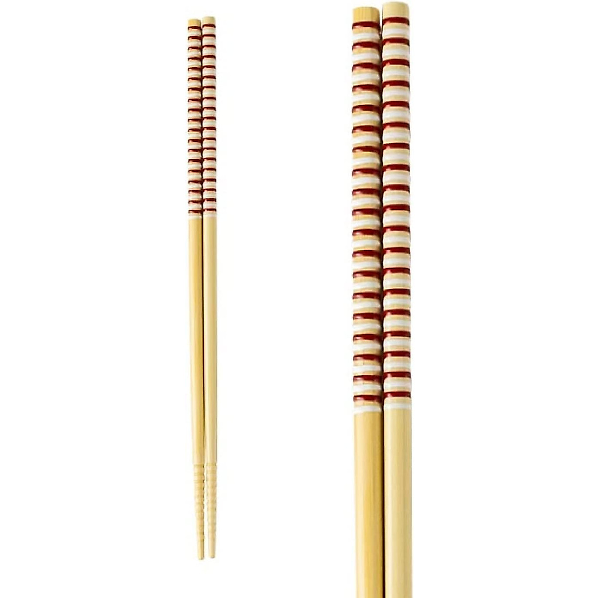 Asahi Koyo 2 Pairs Set Cooking Serving Long Chopsticks Dishwasher Safe 10.6 Inches Red and Black Made in Japan