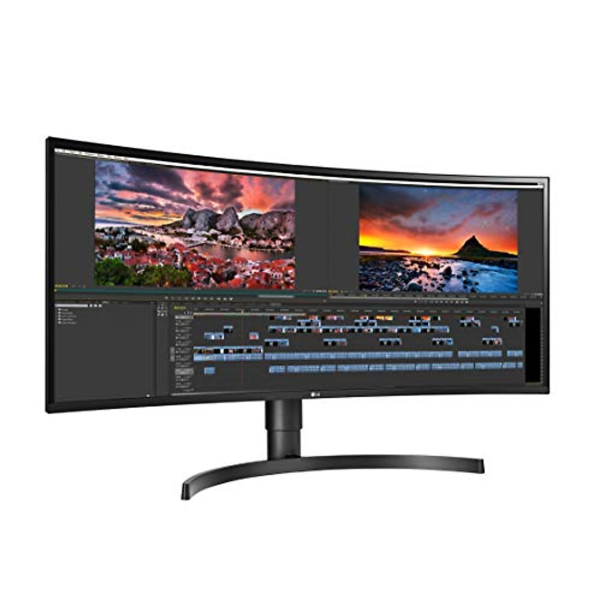 LG 34WN80C-B UltraWide Monitor 34” 21:9 Curved WQHD (3440 x 1440) IPS Display, USB Type-C (60W PD) , sRGB 99% Color Gamut, 3-Side Virtually Borderless Design, Tilt/Height Adjustable Stand - Black