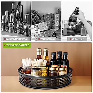 2 Pack Lazy Susan Turntable for Cabinet Table, 10" & 9" Metal Steel Turntable Organizer with Non-Slip Pad, Perfect for Spices, Vanity, Fridge, Countertop, Pantry