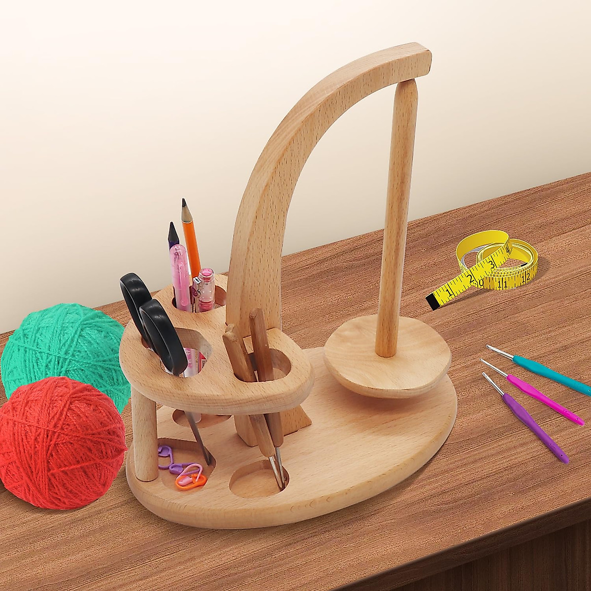 Wooden Frames for Knitting and Crocheting, Crocheting Tools for Knitting Enthusiasts, Wooden Spinning Machines for Crocheting,Yarn Holder for Knitting and Crocheting