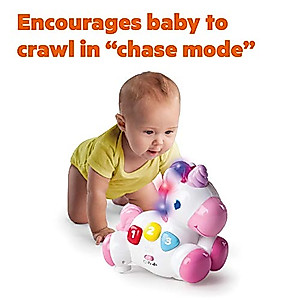 Bright Starts Rock & Glow Unicorn Crawling Baby Toy with Lights and Melodies, Age 6 Months +, Pink