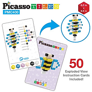 Picasso Cubes 0.5” Pixel Magnetic Puzzle Cube 400 Piece Mix & Match Sensory Toys STEAM Education Learning Building Block Magnets Children Construction Toy Set Stacking Magnet Creative Kit PMC400