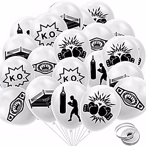 20 Pcs Boxing Latex Balloons Boxing Glove Boxing Match Party Balloons Sport Balloons Fitness Wrestle Pugilist Boxing Platform Party Decorations for Boys Men Kids Birthday Party Supplies