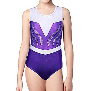 BAOHULU Leotards for Girls Gymnastics Toddler Shiny Metallic Athletic Bodysuit B230_Purple_6A