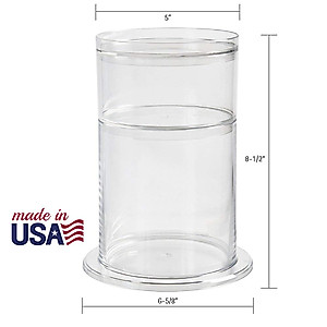 STORi Bella Stackable Clear Plastic Hair Accessory Organizer Set | Round Headband and Hairbrush Holder Stacks on The Storage Containers with Tray Lid | Made in USA