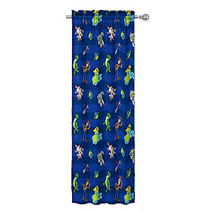 Jay Franco Kids Window Drapes - 4 Piece Curtain Set Includes 2 Tiebacks, Beautiful Bedding Room Décor and Easy Set Up, Blue - Toy Story, 63 Inch