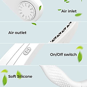 CHHID Rechargeable Portable Neck Fan, 3 Speeds Hands Free Bladeless Fan, 360°Cooling and Quiet Neck Air Conditioner, Adjustable USB Powered Personal Fan, Leafless No Hair Twisting