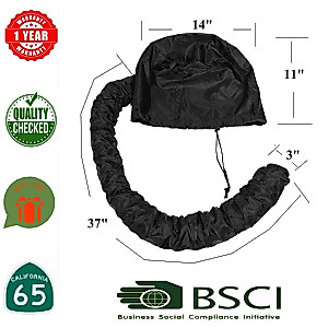 Bonnet Hood Hair Dryer Attachment - Adjustable Extra Large Dryer Bonnet System for Hand Held Hair Dryer with Stretchable Grip and Extended Hose Length (Machine Washable)