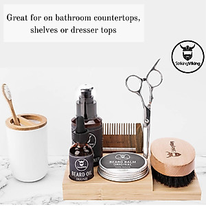 Striking Viking Beard Caddy Countertop Bathroom Organizer for Beard Products - Beard Product Holder for Beard Oil,Beard Balm,Beard Wash,Beard Comb,Beard Brush & Scissors (1pc Organizer Caddy)