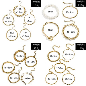 Cocazyw 19pcs Multiple Layered Stackable Open Cuff Wrap Bangle Rose gold Gold Bracelets for Women Jewelry Adjustable Bangles for Girls Set Gifts (Gold-2)