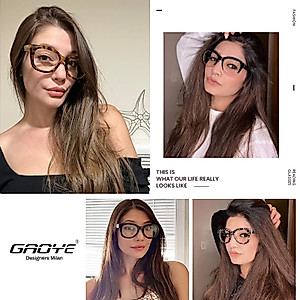 Gaoye 6 pack Oversized Reading Glasses for Women Stylish Blue Light Blocking Anti Eyestrain Computer Readers Spring Hinge w/Case (G1 6-pack Mix, 1.50)