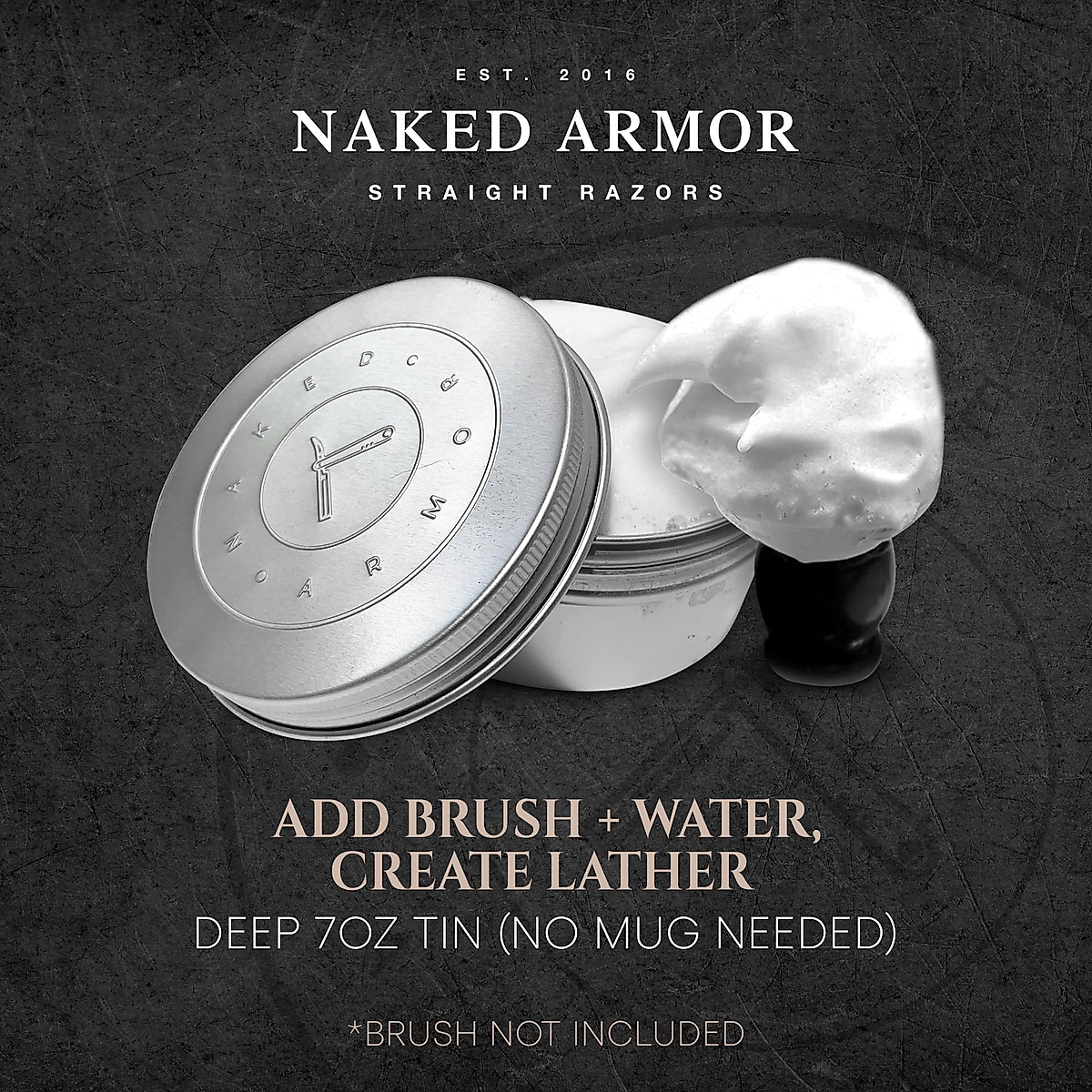 Handmade Natural Organic Shave Soap - Large 7oz Tin Shaving Soap, Shave Soap For Men With Dry Sensitive Skin, Made With Olive Oil, Coconut Oil, Palm Oil, Shea Butter, Beeswax, Creamy Lather (Neutral)