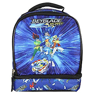 INTIMO Beyblade Burst Spinner Top Anime Characters Dual Compartment Insulated Lunch Box Bag Tote