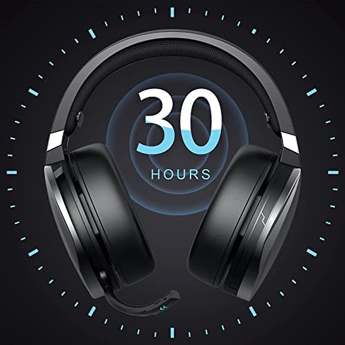 Wireless Gaming Headphones for All Kinds of Games, 30 Hours Playtime, Low Latency, Over-Ear Noise Cancelling Bluetooth Gaming Headphones with Dual Microphones, 3D Surround Sound, RGB Lighting